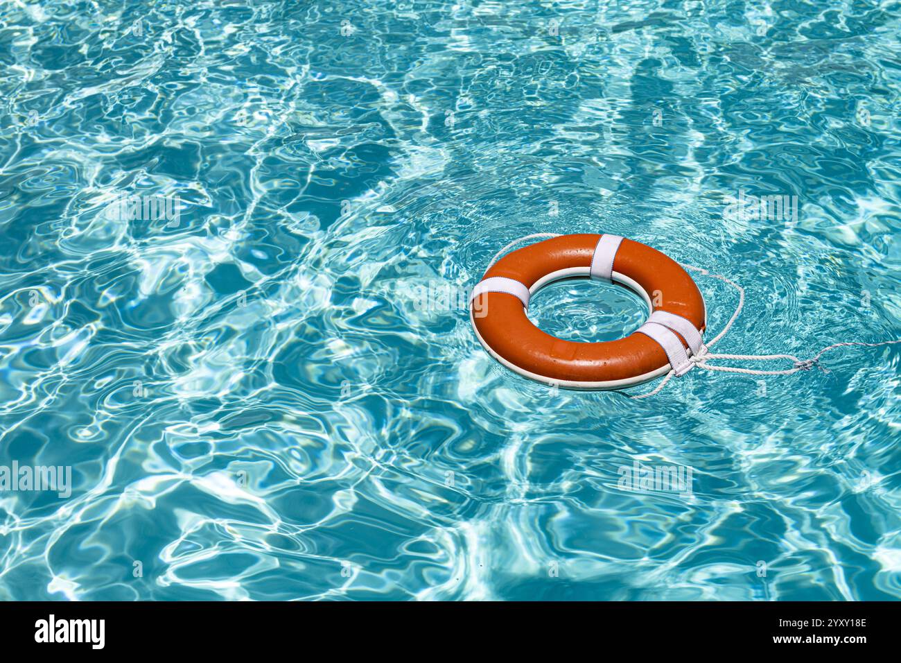 Drowning concept. No swimming. Rescue swimming ring in water. Safety ...