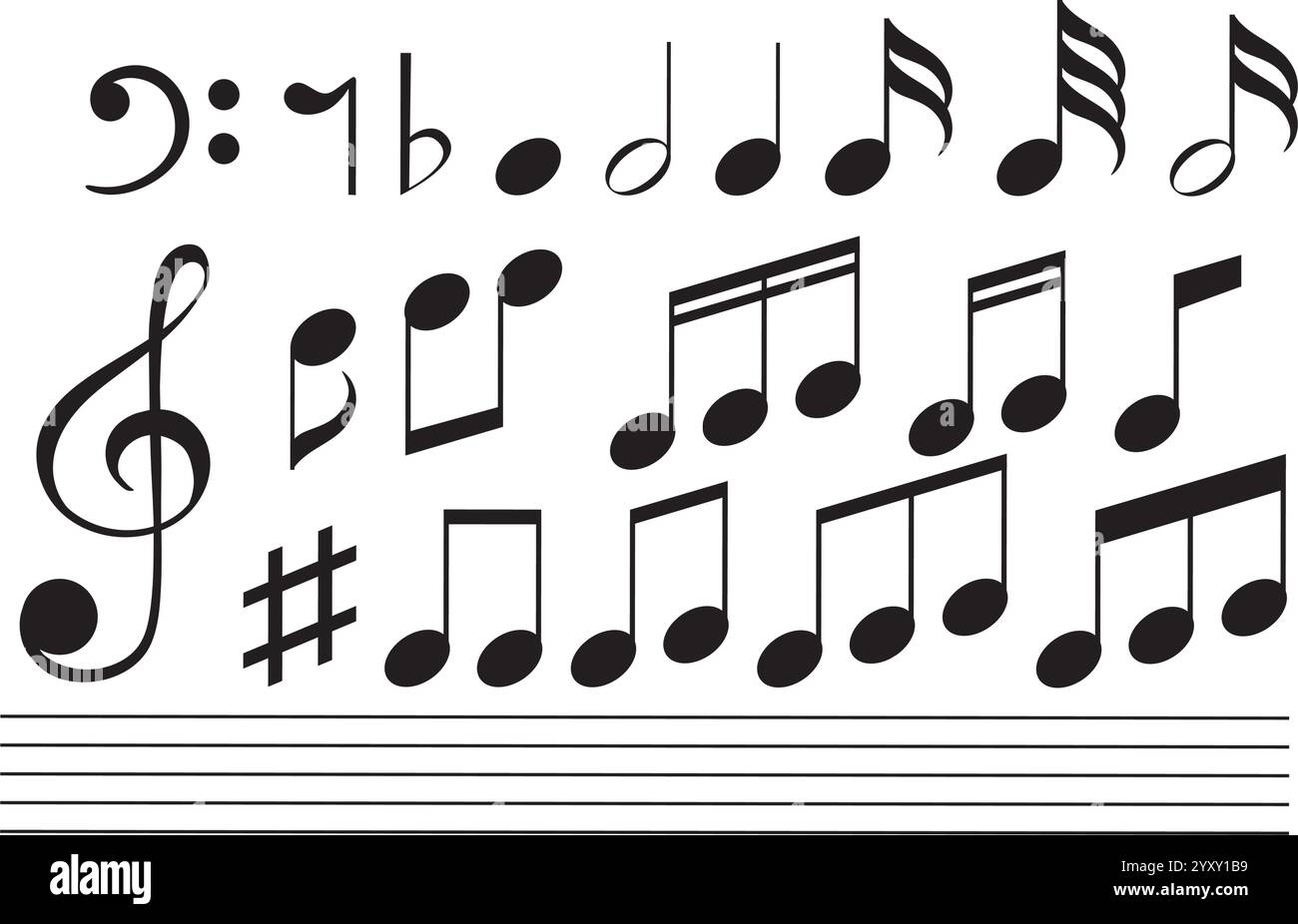 Illustration of various musical notes and symbols Stock Vector Image ...