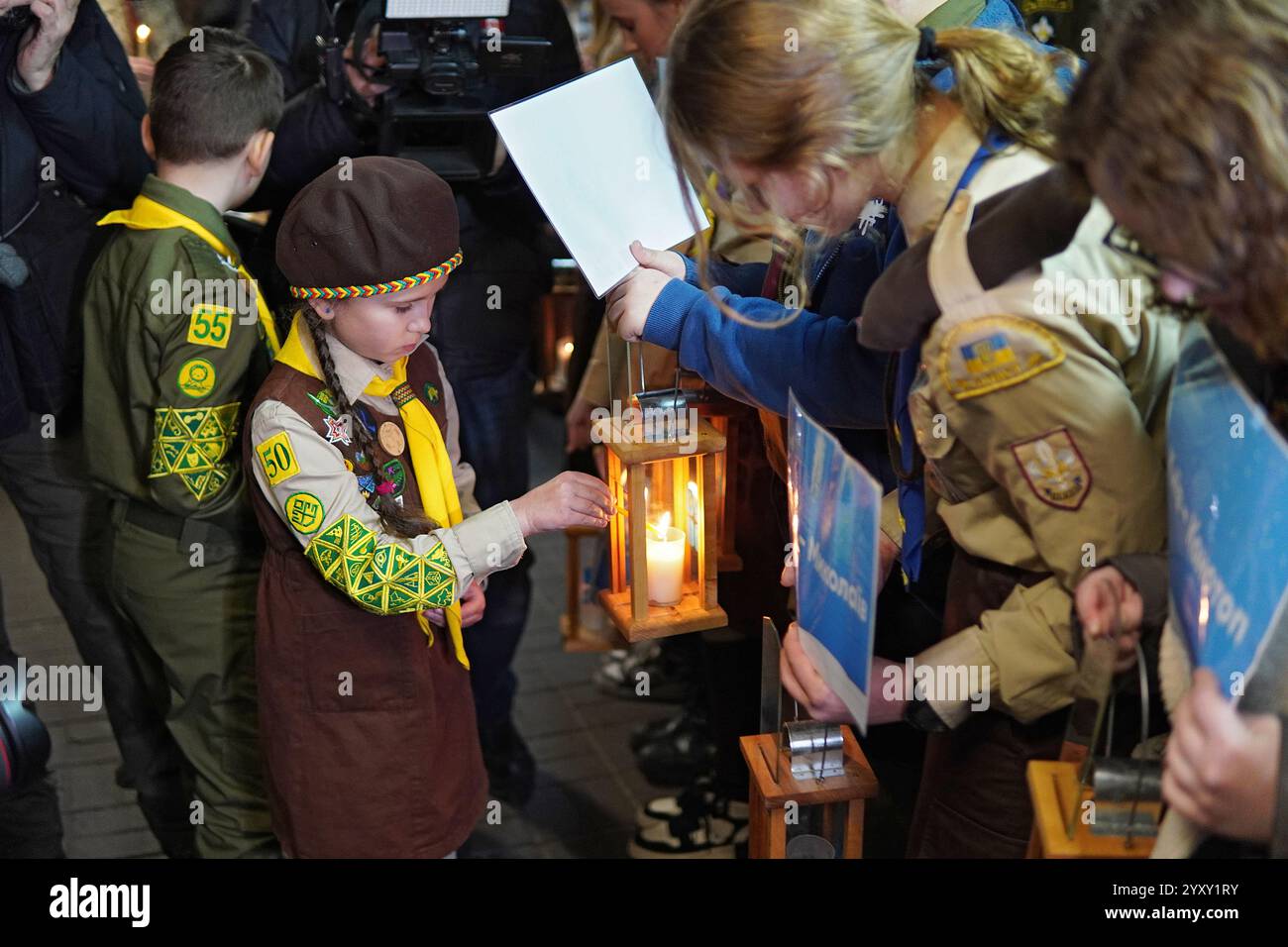 Non Exclusive: KYIV, UKRAINE - DECEMBER 15, 2024 - Members of the Plast ...