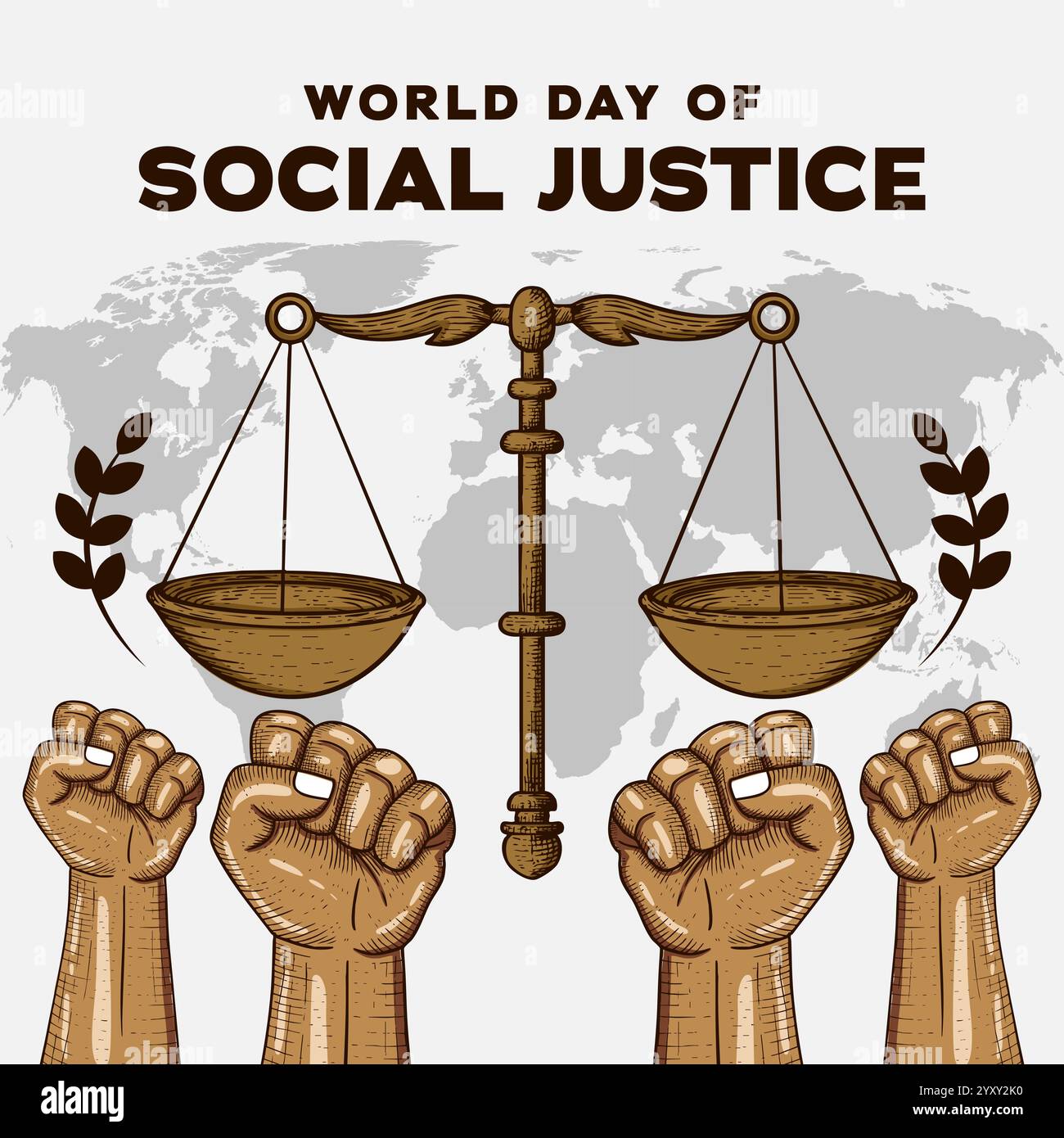 world day of social justice illustration in hand drawn style Stock ...
