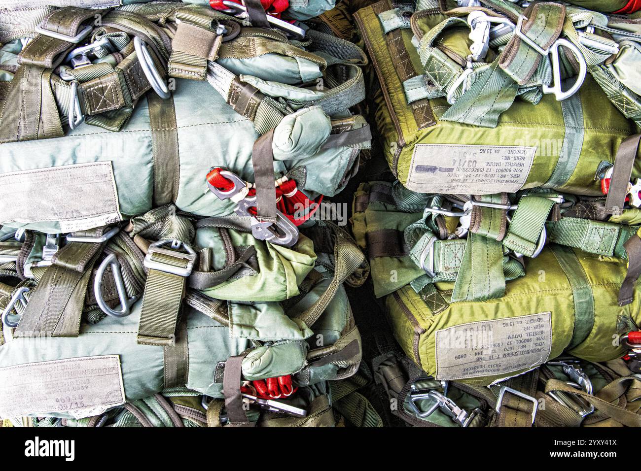 During a NATO exercise, prepared parachutes for German paratroopers are ...