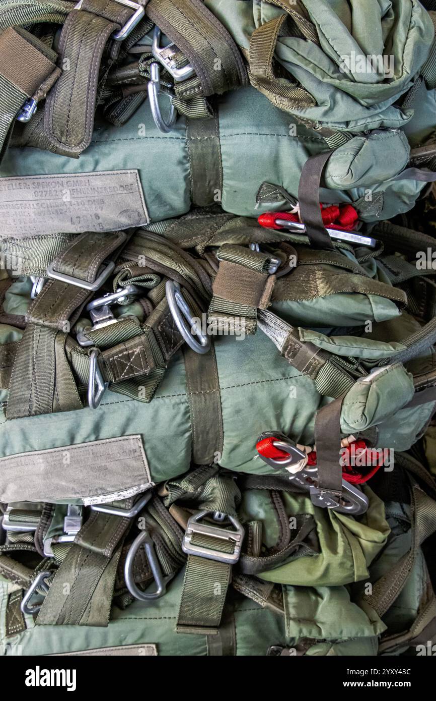 During a NATO exercise, prepared parachutes for German paratroopers are ...