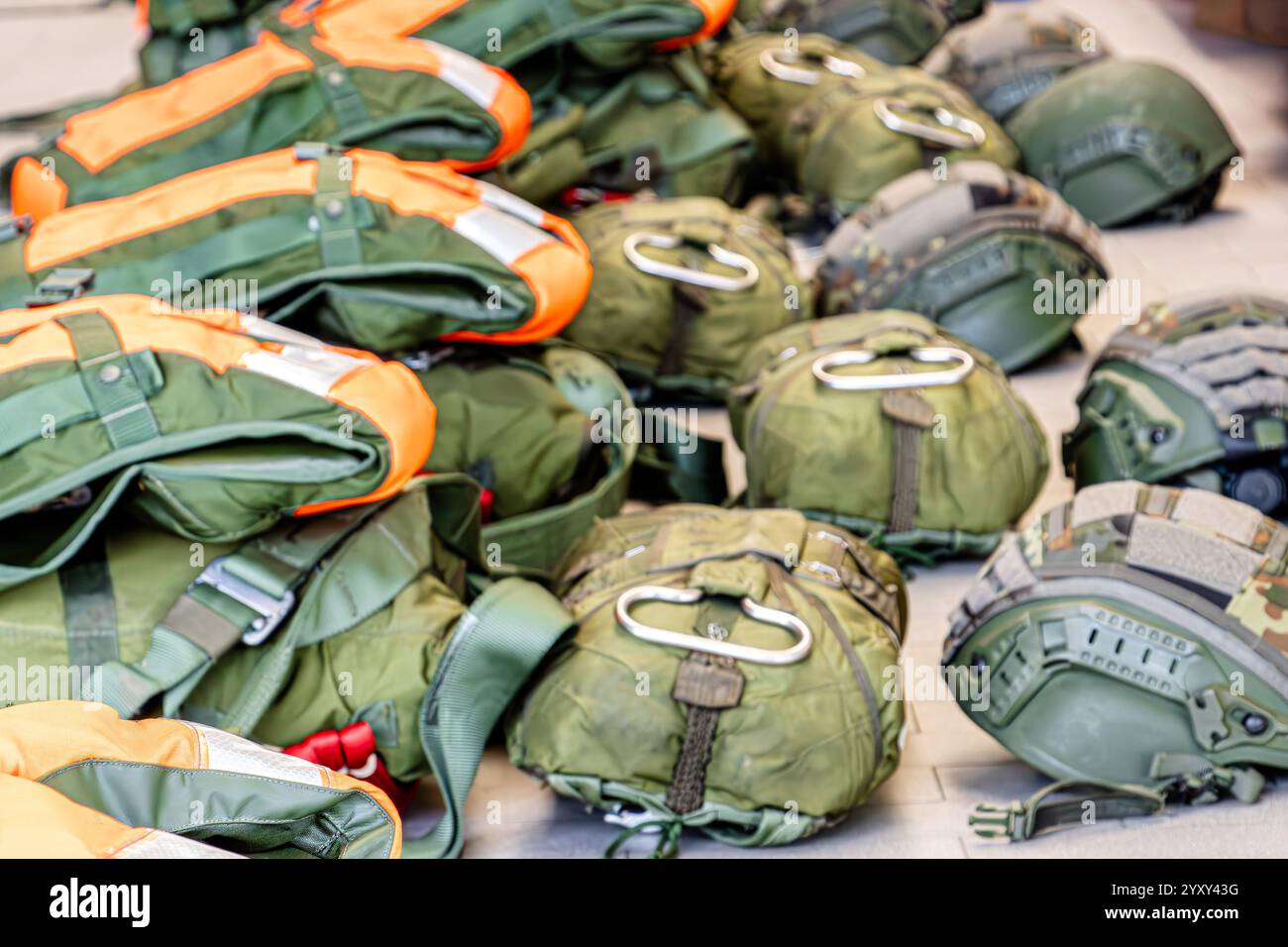 During a NATO exercise, prepared parachutes for German paratroopers are ...