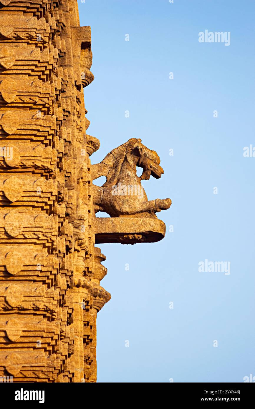 Carving of Yali, a Hindu mythological creature, adorning the shikhara ...