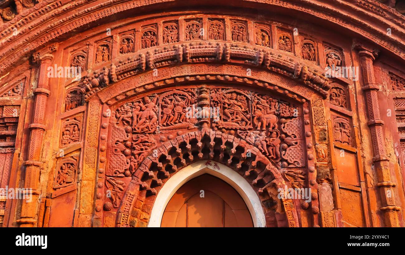 Terracotta Shiva Temple 3 from left, battle between Rama and Ravana ...