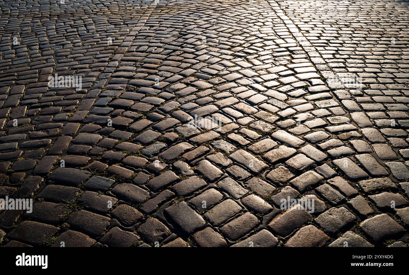 Stone road texture. Stone walk background. Granite cobblestoned ...