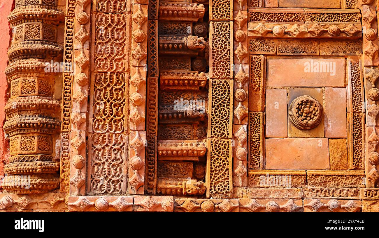 Intricate terracotta work featuring mythological motifs on Sri ...