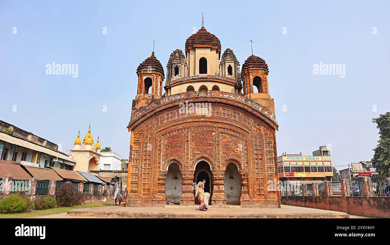 Richly ornamented terracotta Radha Binod Temple, built in the late 17th ...