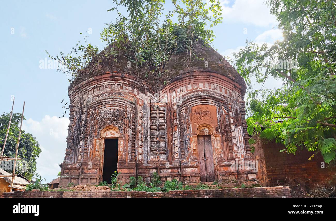 View of the ruins of 15th-century terracotta temples in the Bara ...