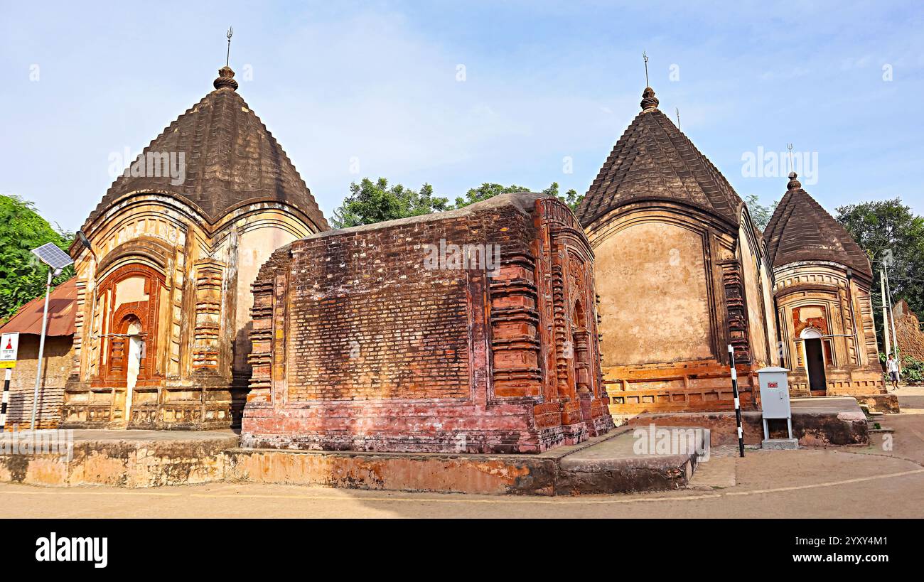 Panoramic view of the group of temples in the Rajbari Temple Complex ...