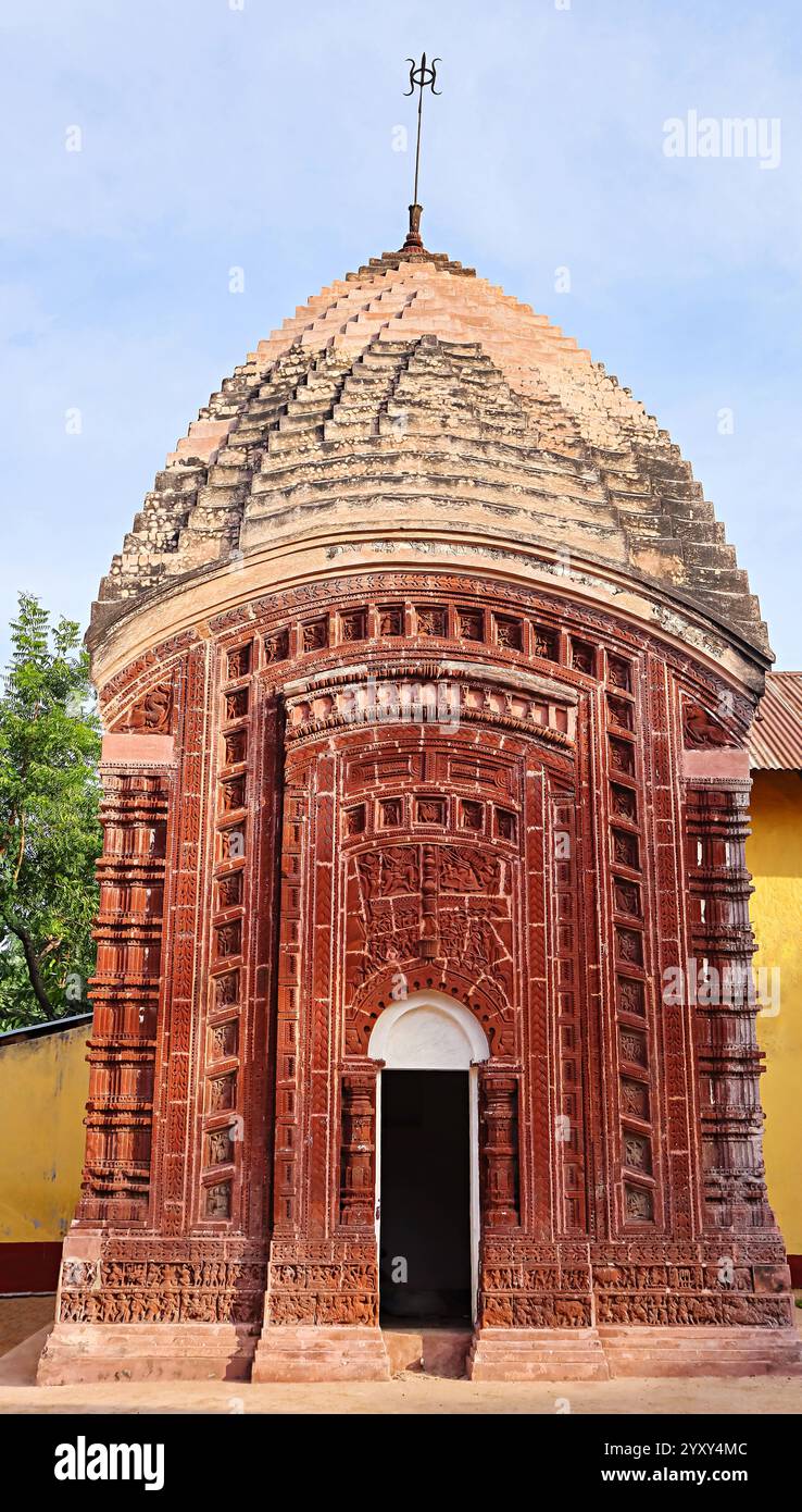 Elaborately ornamented Lord Shiva Temple with terracotta facades in ...