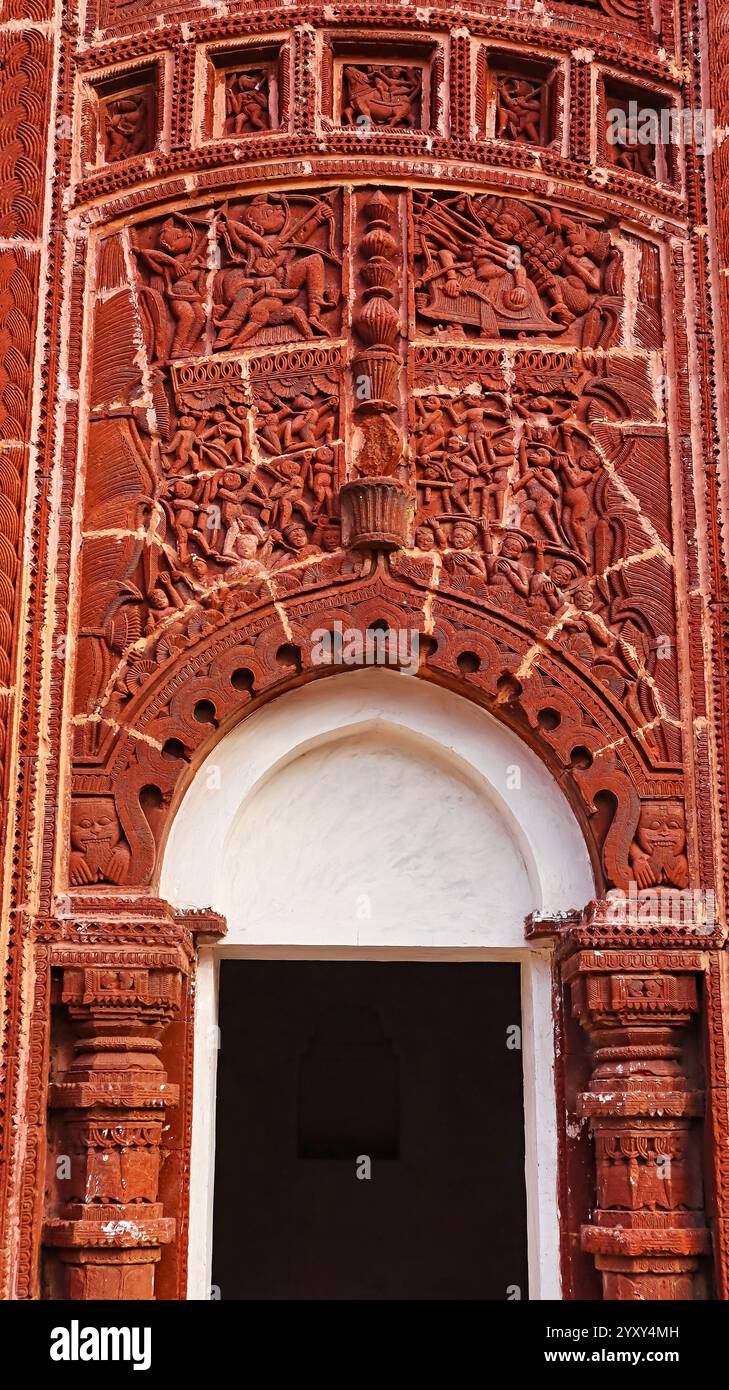 Terracotta panels illustrating scenes from the Ramayana in Chhai Taraf ...
