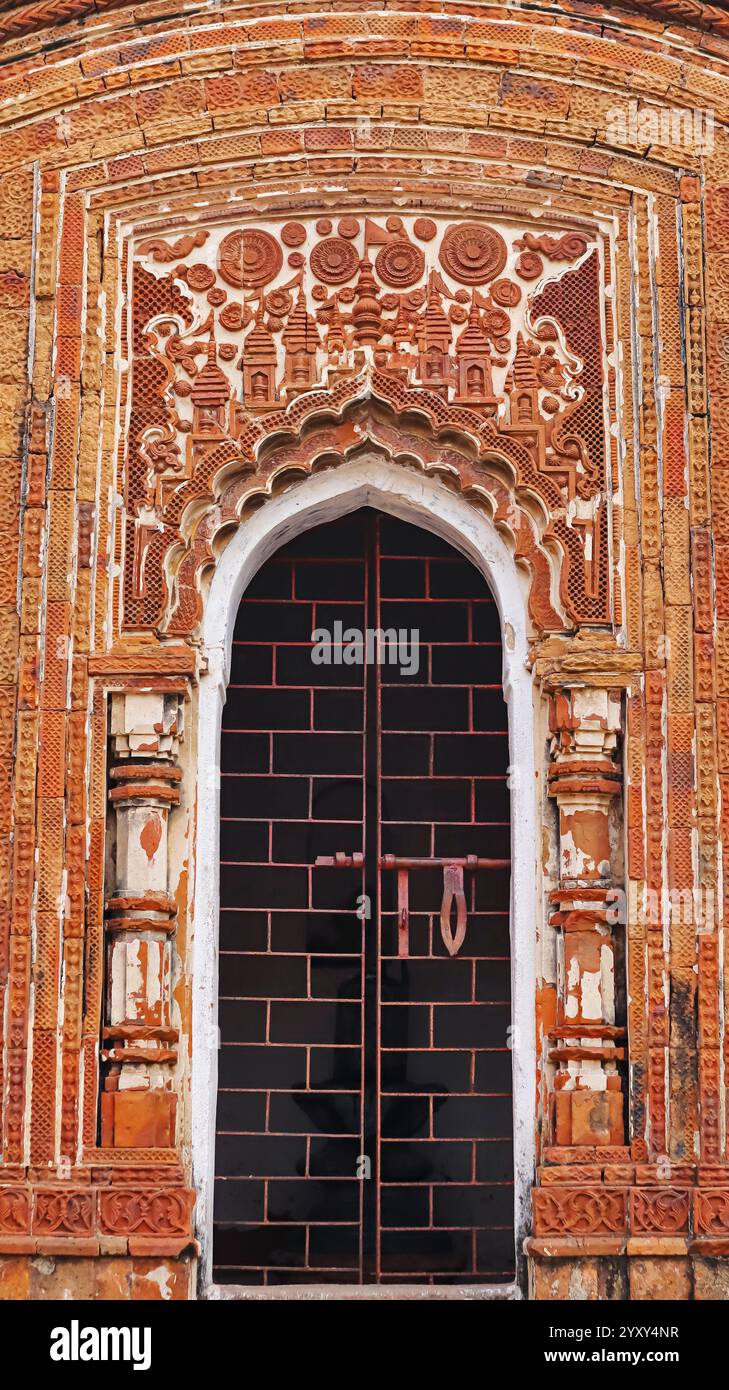 View of the beautifully decorated terracotta Basuli Temple, a 17th ...