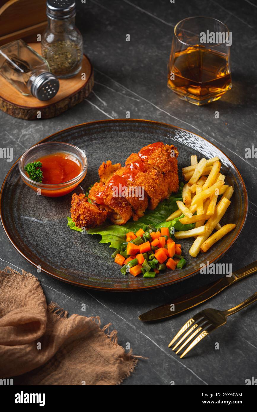 A chicken cordon bleu or schnitzel cordon bleu is a dish of meat ...