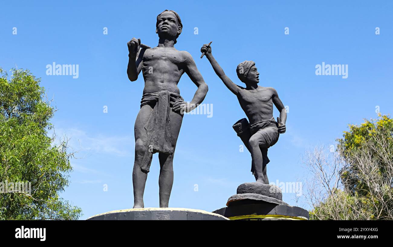 Statues of Tilka Manjhi and Birsa Munda, celebrated tribal leaders and ...