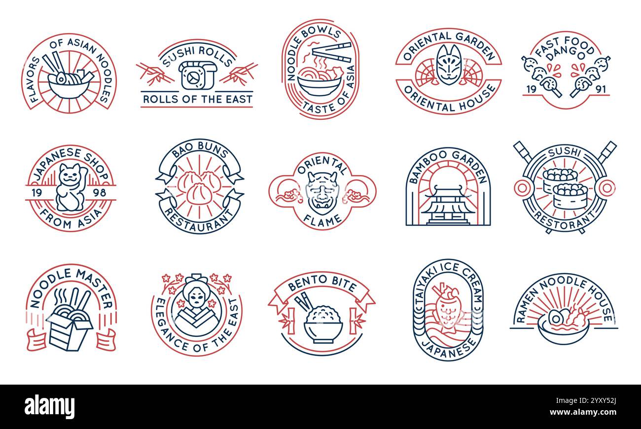 Set of 15 Asian Food Logo Icons Stock Vector Image & Art - Alamy