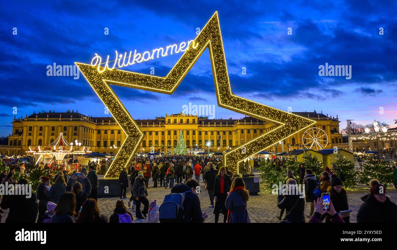 vienna, austria, 17 dec 2024, advent market at schoenbrunn palace ...