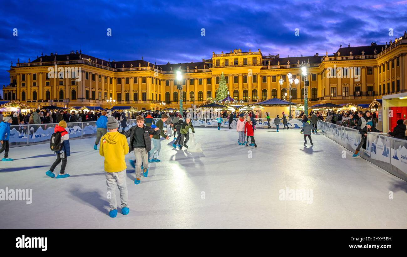 vienna, austria, 17 dec 2024, ice skating at the advent market at ...