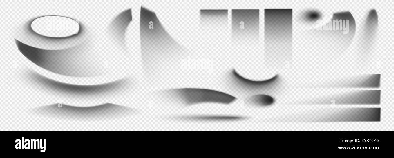 Abstract shadow effects set isolated on transparent background. Vector ...