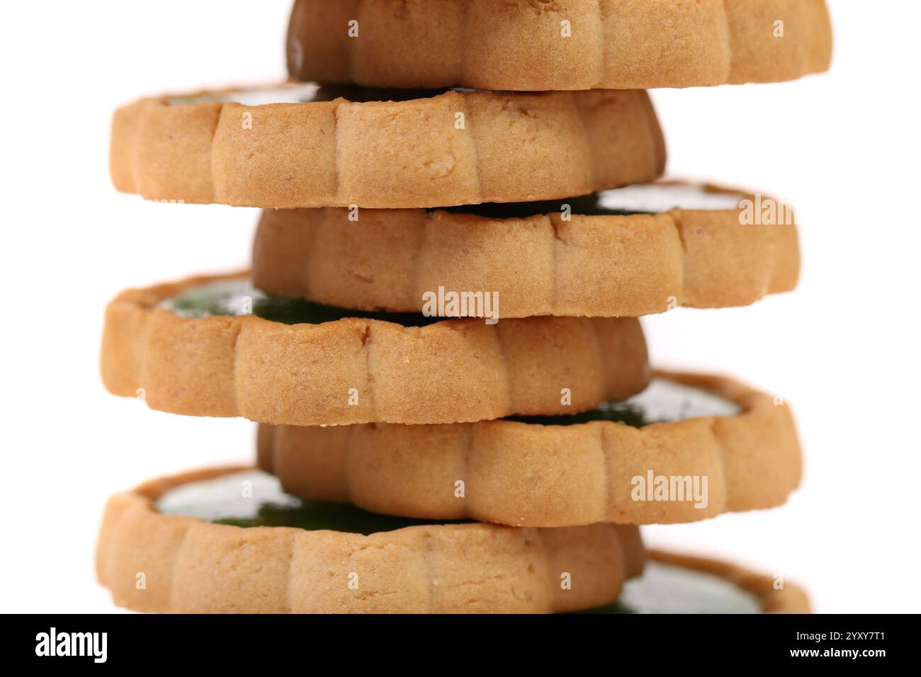 Stack of biscuit with kiwi jam. White background Stock Photo - Alamy
