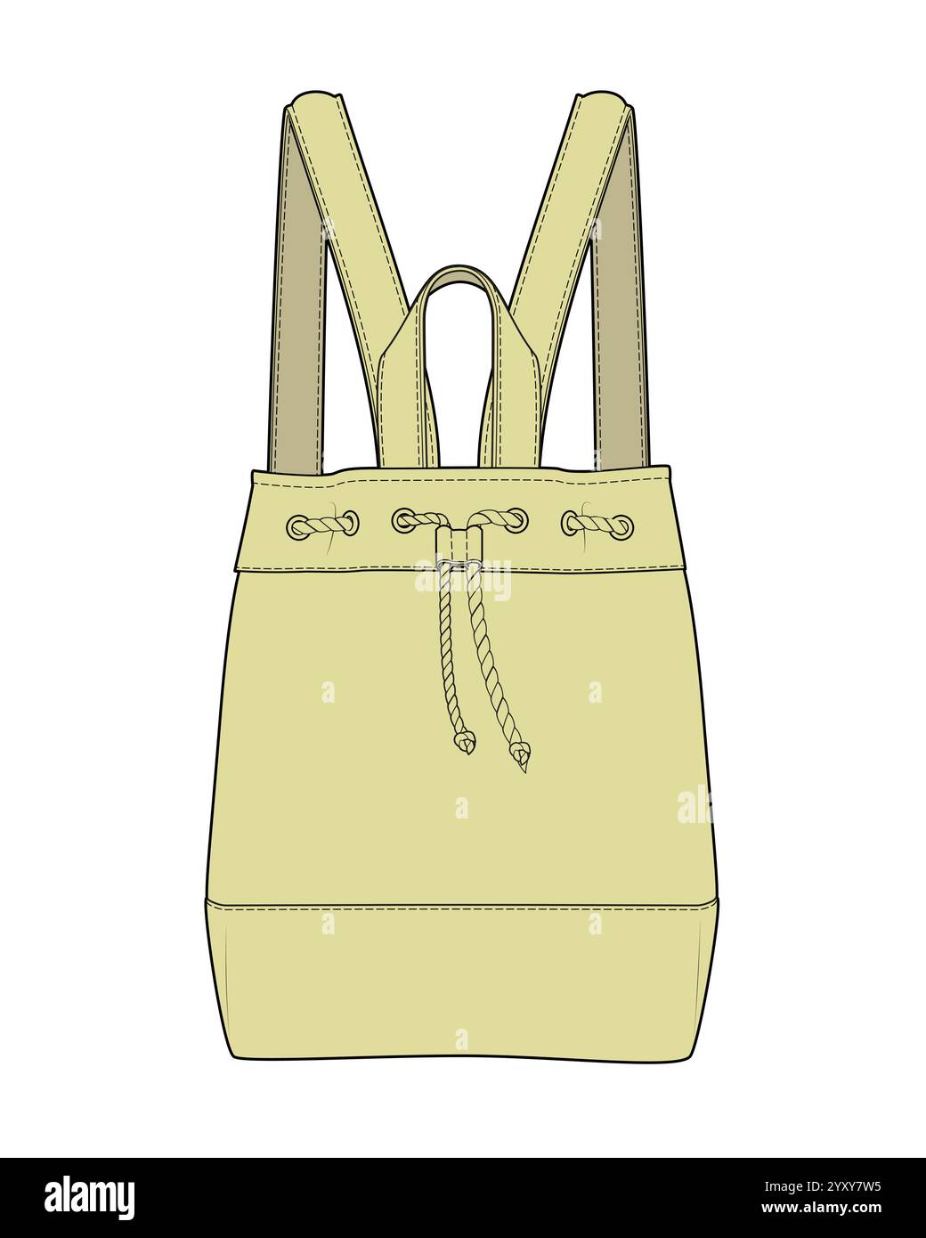 Bucket backpack bags technical line drawing vector mockup template ...