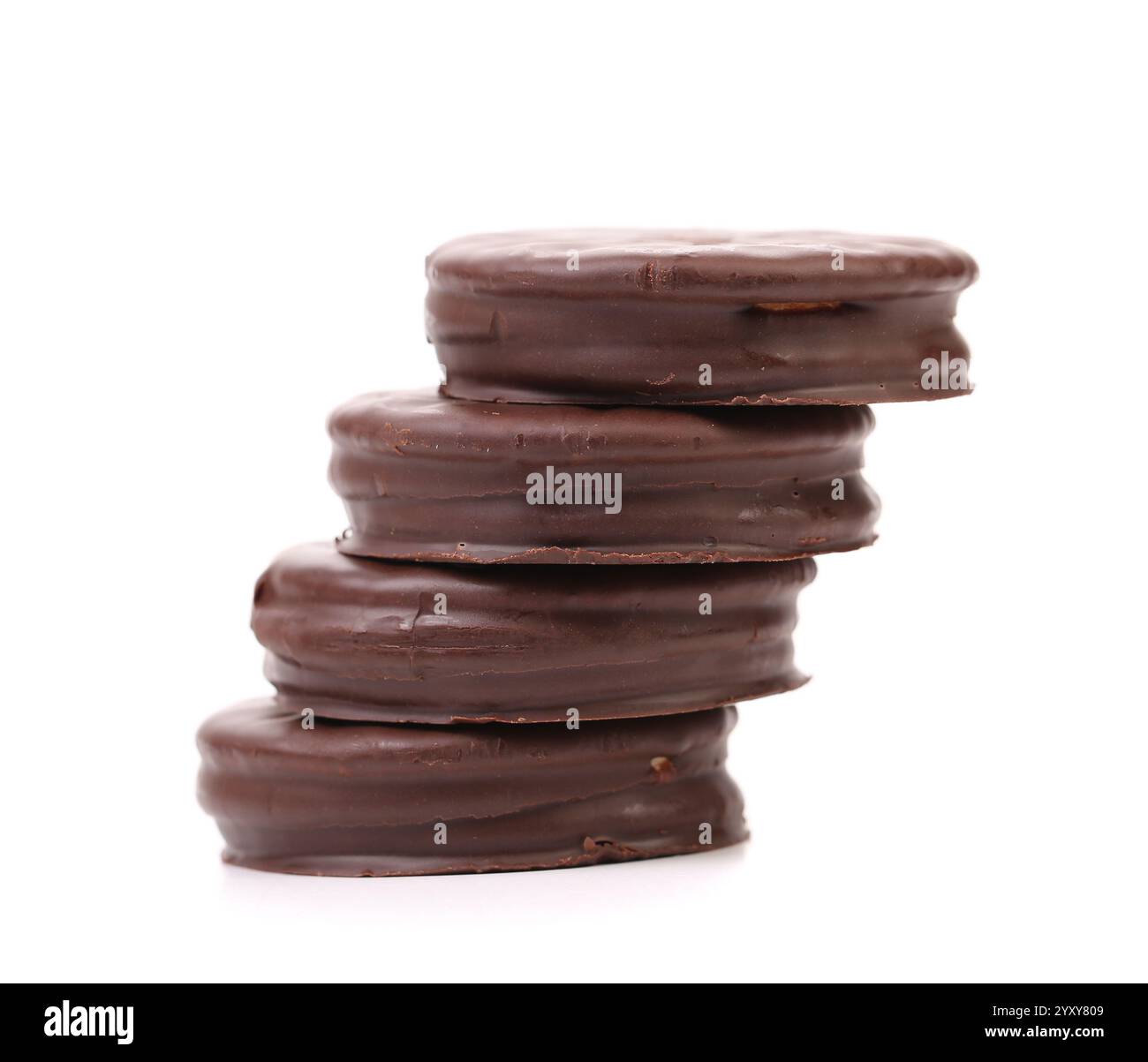 Stack biscuit sandwich with chocolate. White background Stock Photo - Alamy