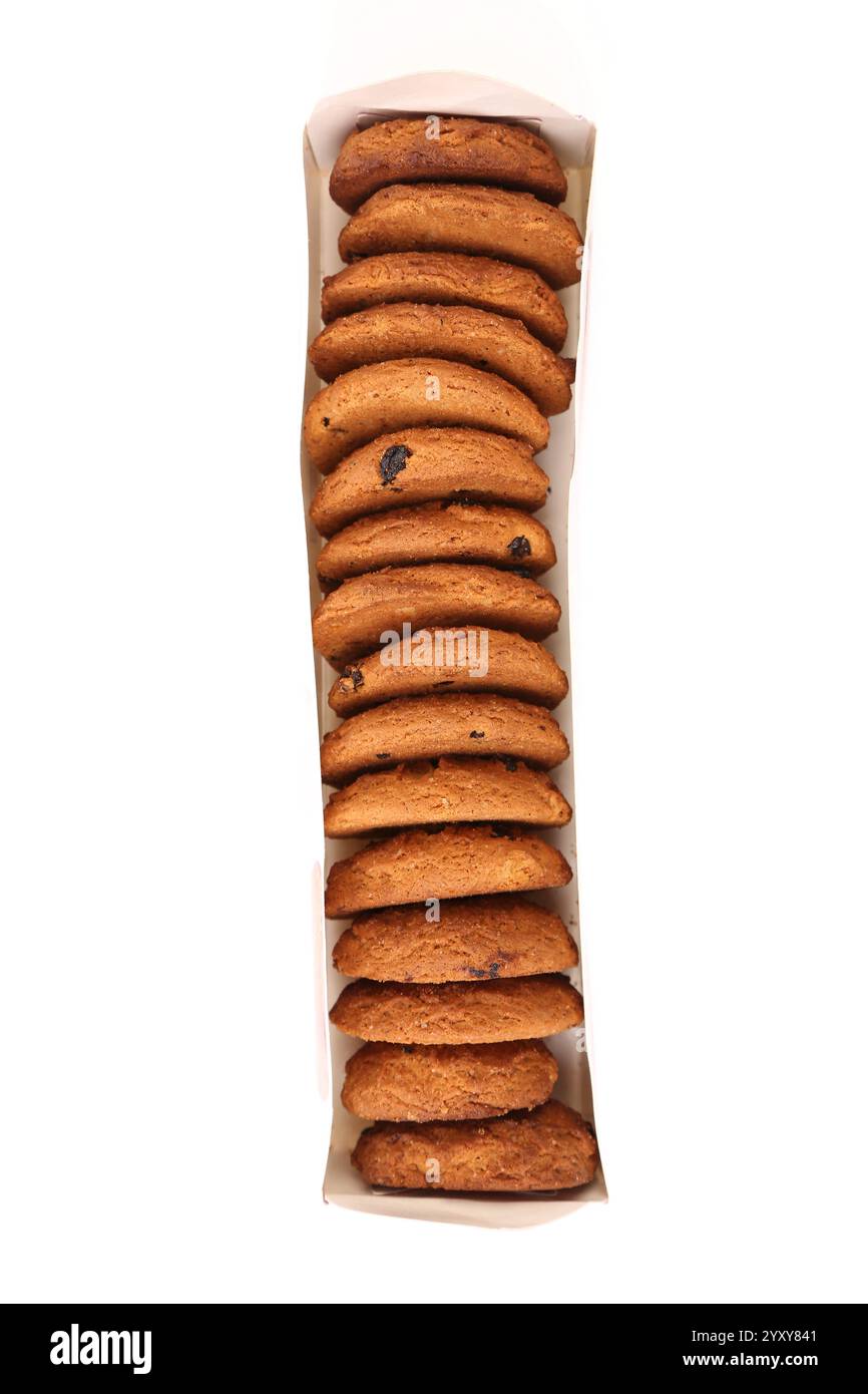 Stack of oatmeal cookies. Vertical. White background Stock Photo - Alamy