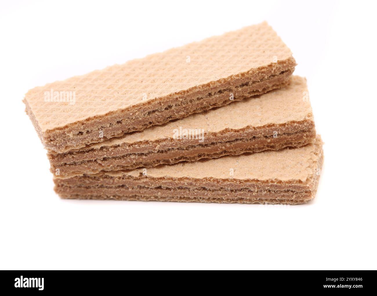 Three chocolate wafer. Close up. White background Stock Photo - Alamy
