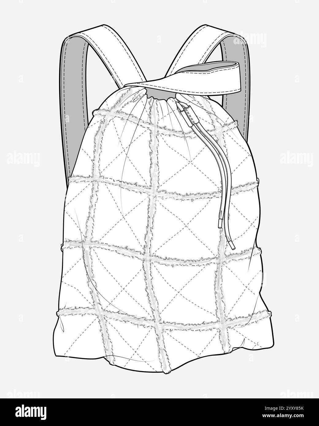 Patchwork drawstring backpack mockup template vector illustration Stock ...