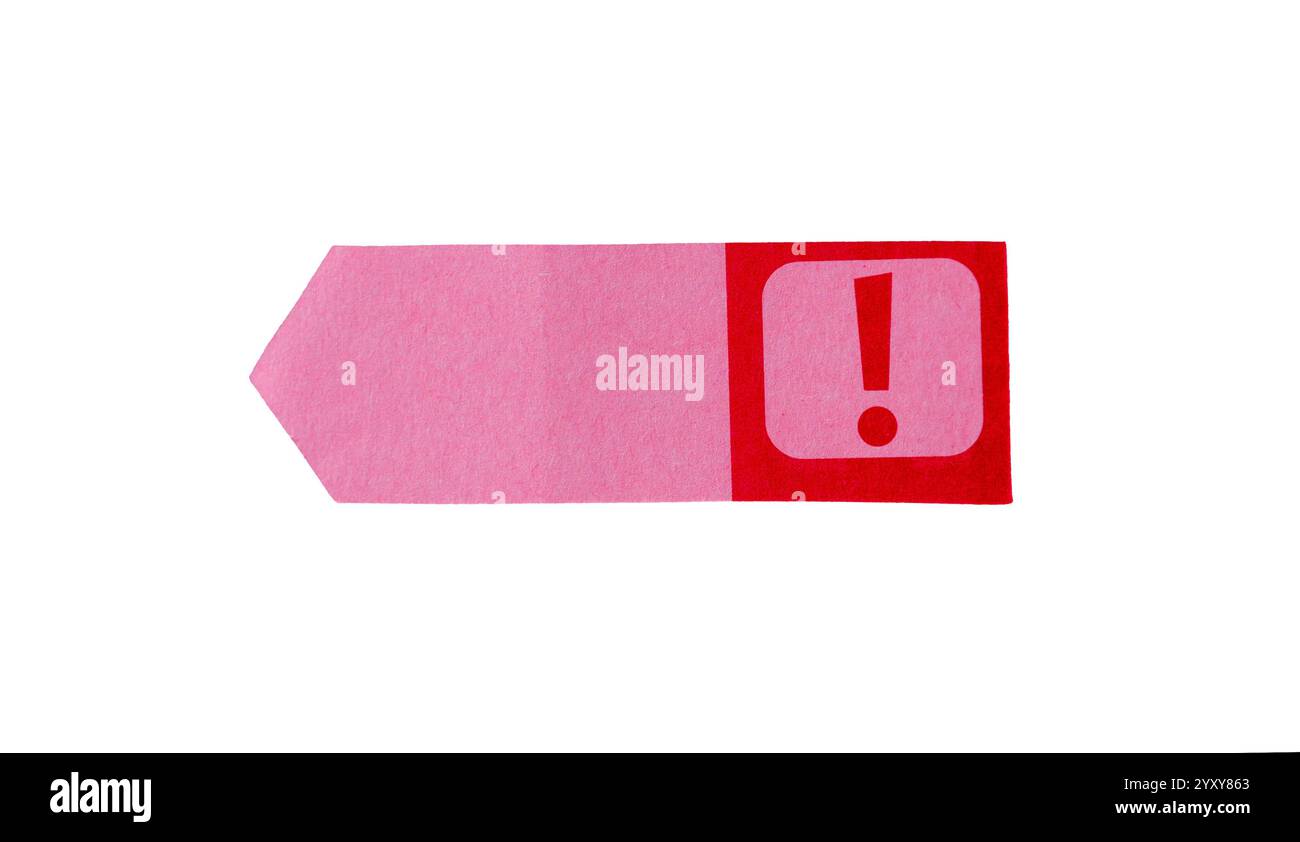 Bookmark with sharp edges and exclamation mark, isolated on white. The ...