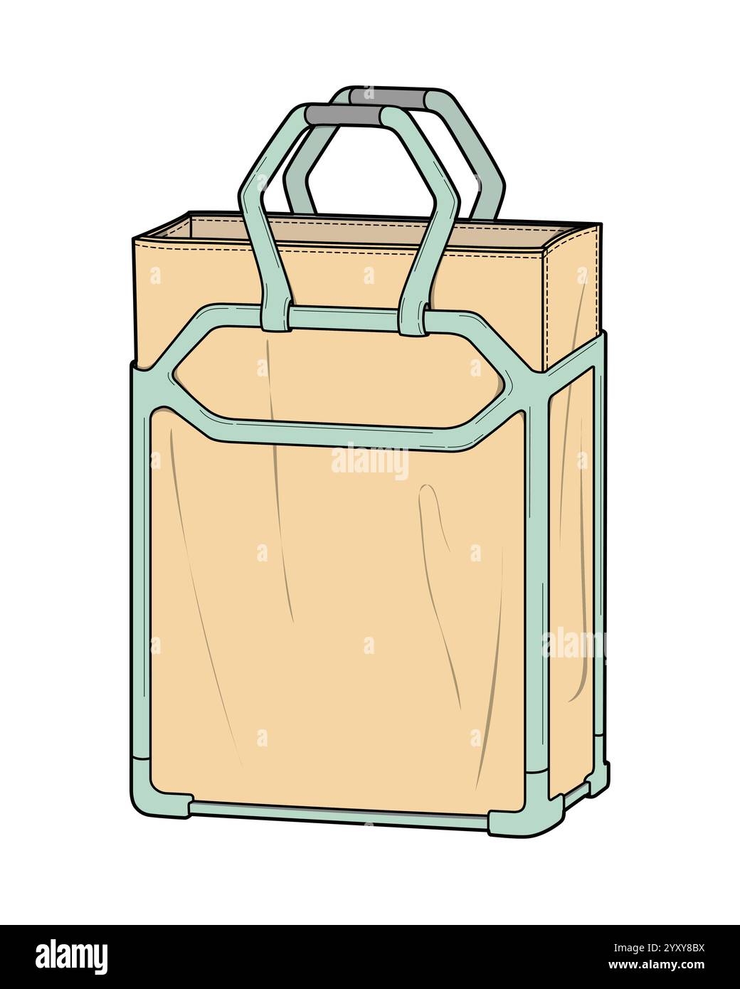 Handheld tote bags technical flat design vector mockup template Stock ...