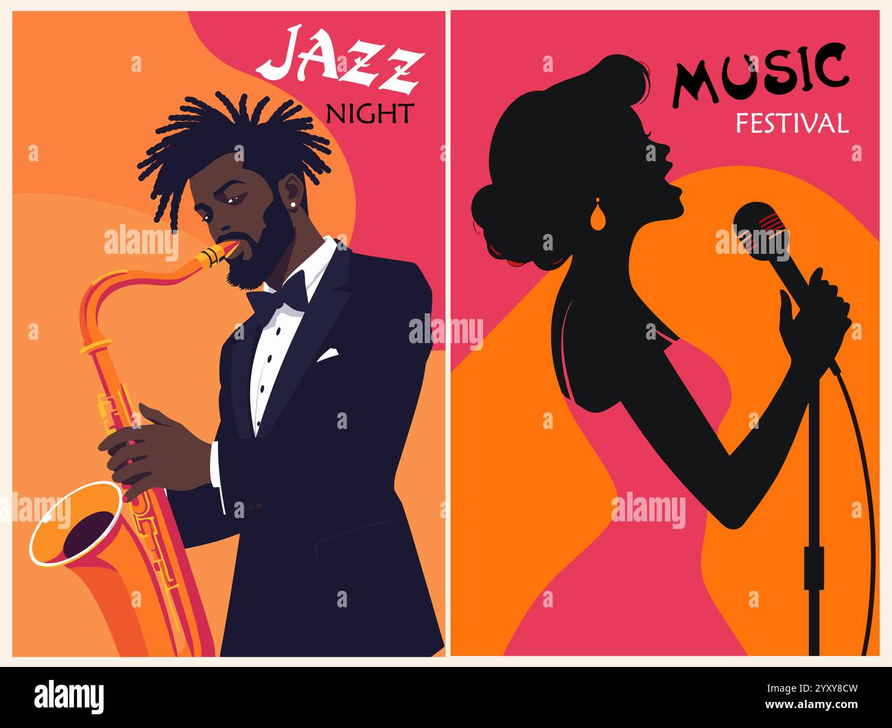 Set of Jazz festival vintage style vector posters Stock Vector Image ...