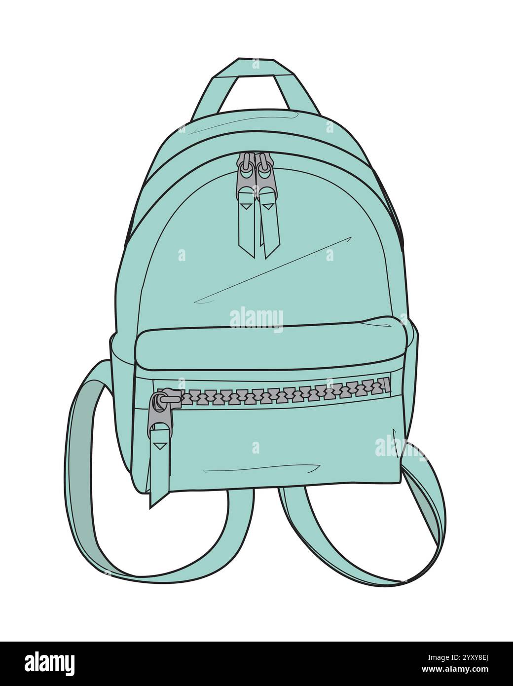 Mini backpack for women's vector template technical illustration Stock ...