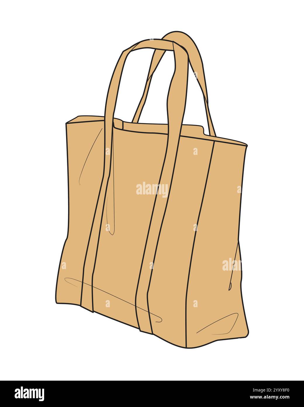 Designer tote bag vector mockup template technical drawing Stock Vector ...