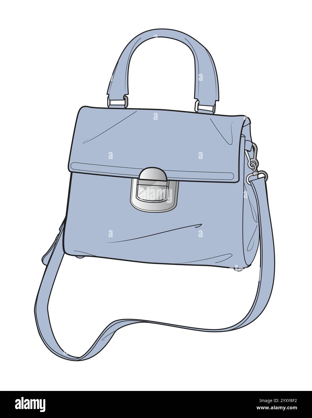 Women's crossbody handbags technical line drawing vector mockup ...