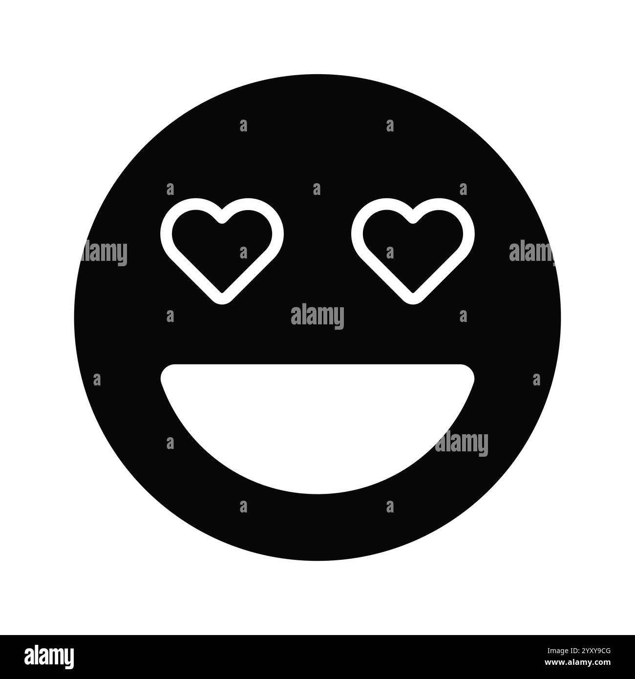 Happy face with heart symbols on eyes, concept icon of in love emoji ...