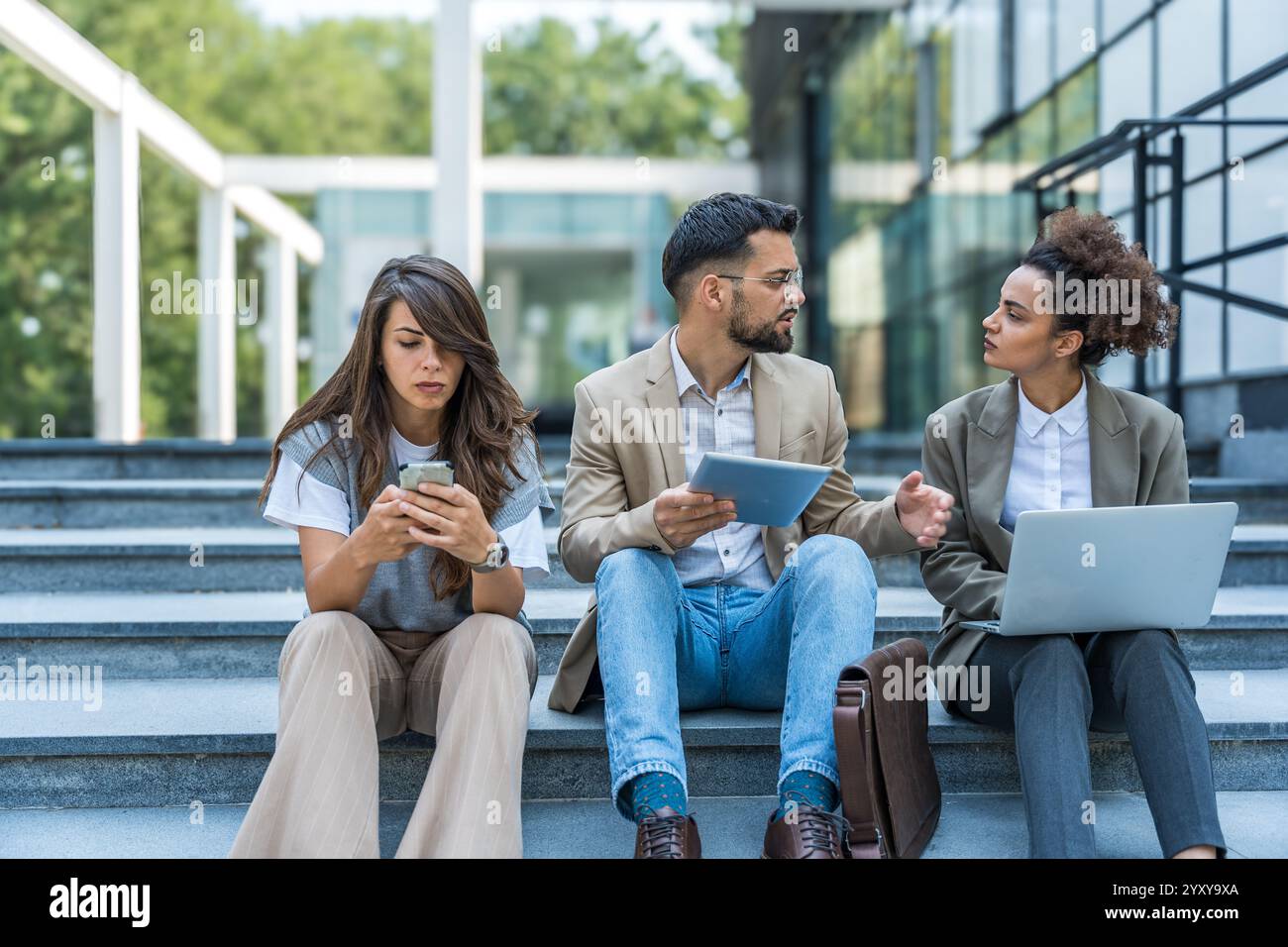 Group of modern successful business people innovative technology ...