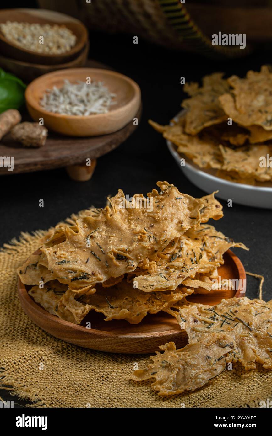Rempeyek or peyek ikan teri, a deep-fried savoury Indonesian-Javanese ...
