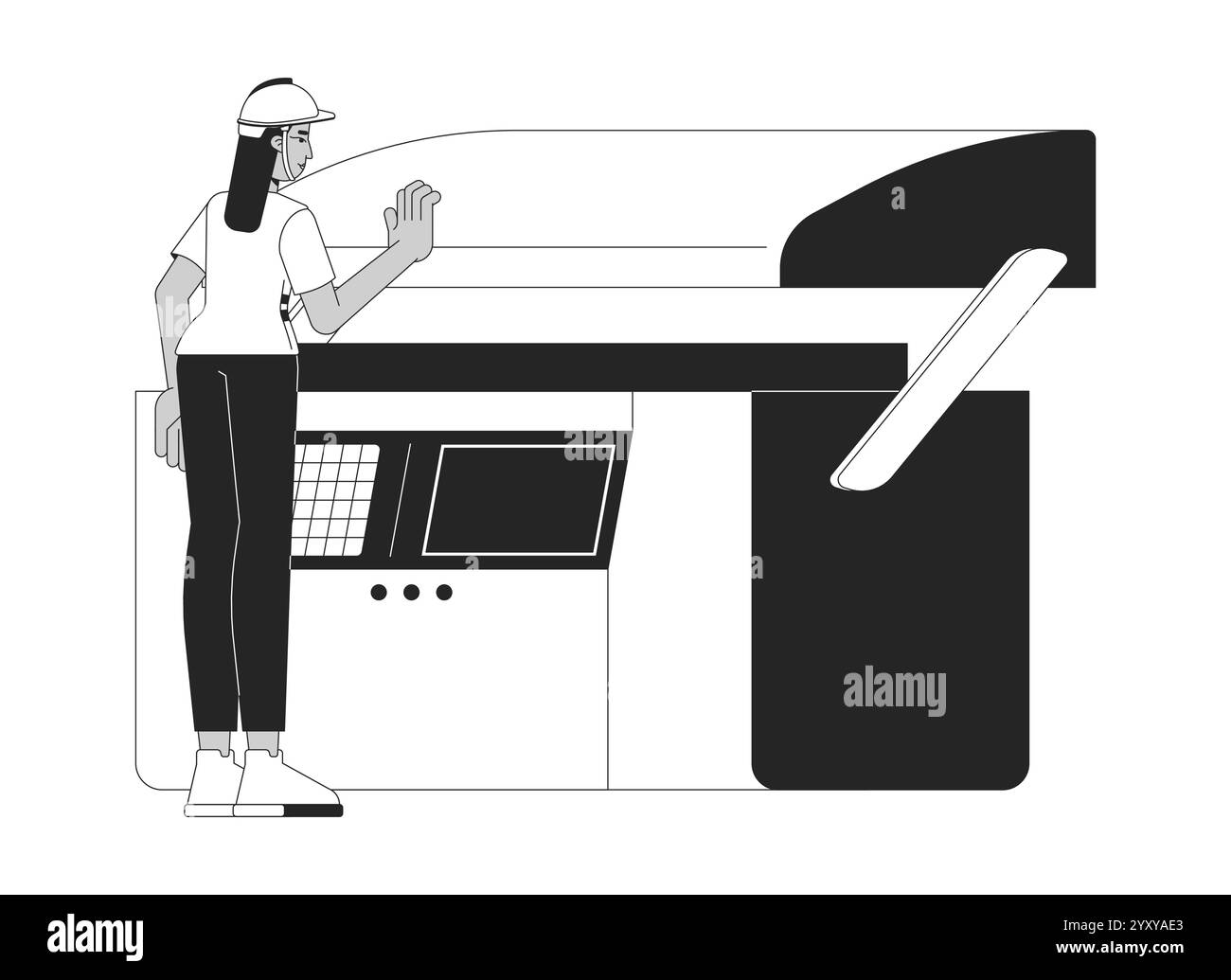 Industrial manufacturing press linear illustration Stock Vector Image ...