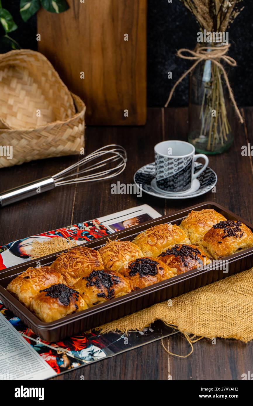 Bolen pisang or Chocolate Banana Wrapped with Puff Pastry is Indonesian ...