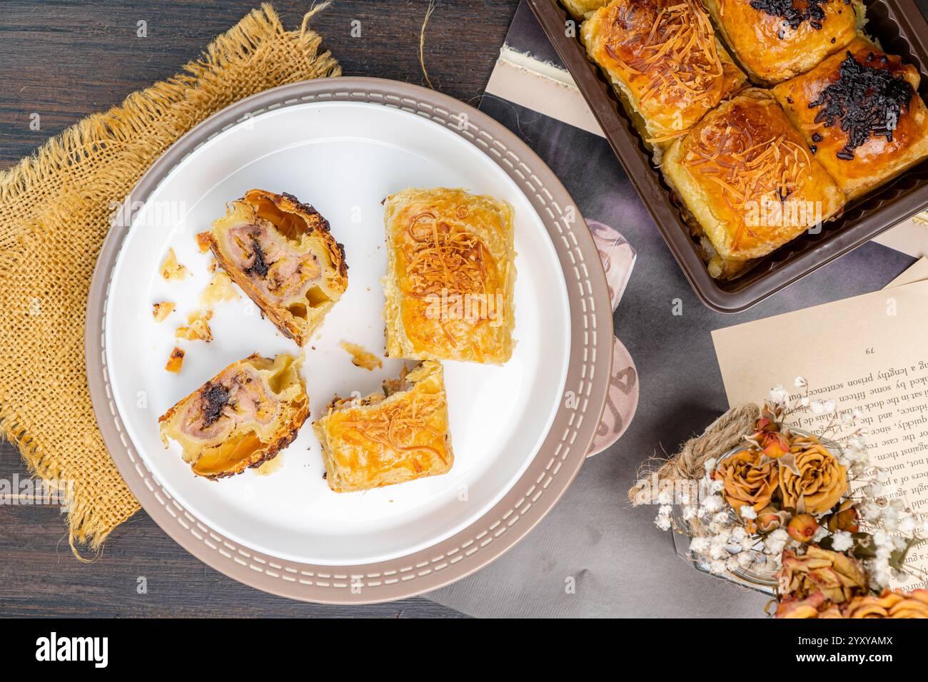 Bolen pisang or Chocolate Banana Wrapped with Puff Pastry is Indonesian ...