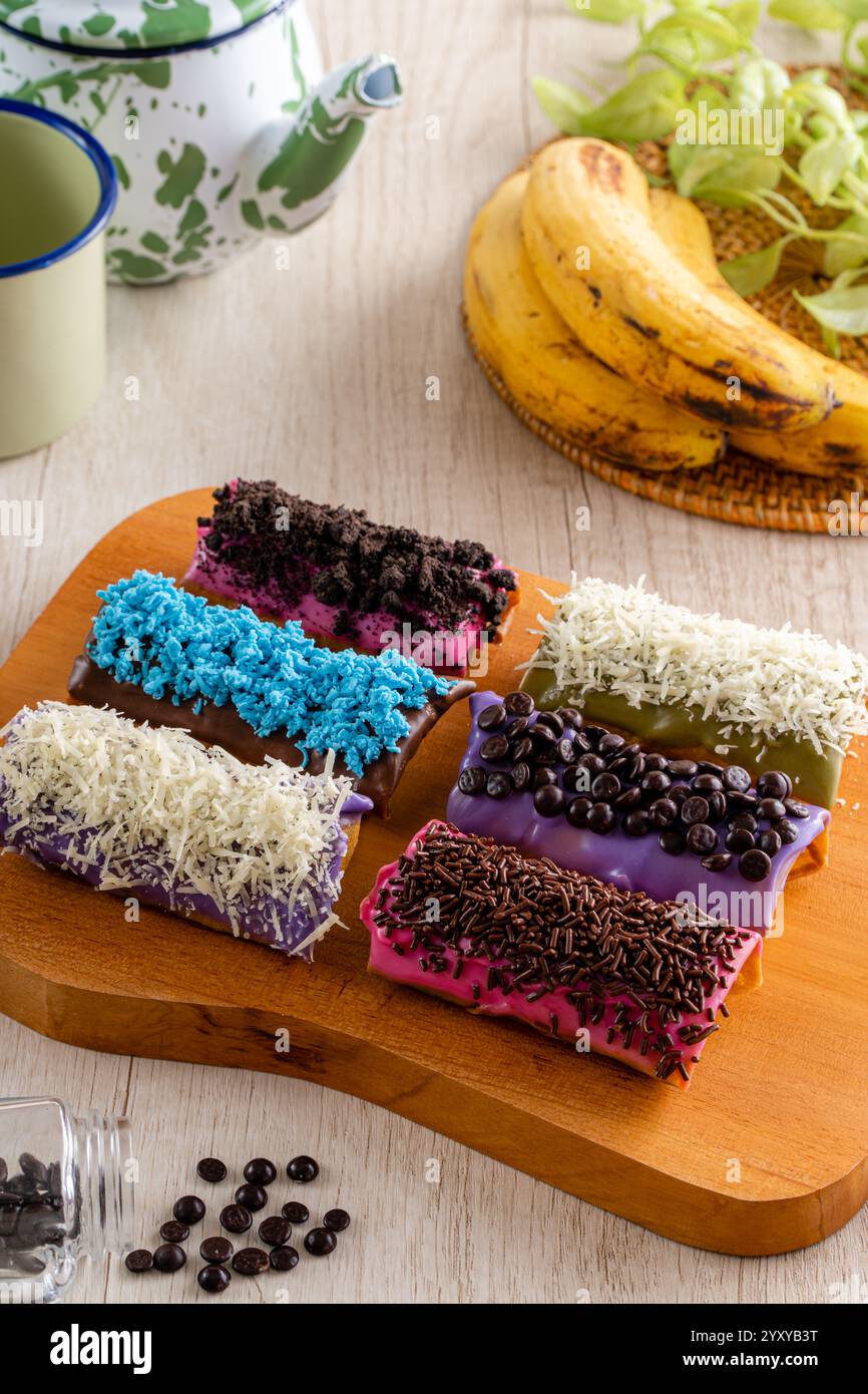 Piscok or banana chocolate is traditional snacks from Indonesia. made ...