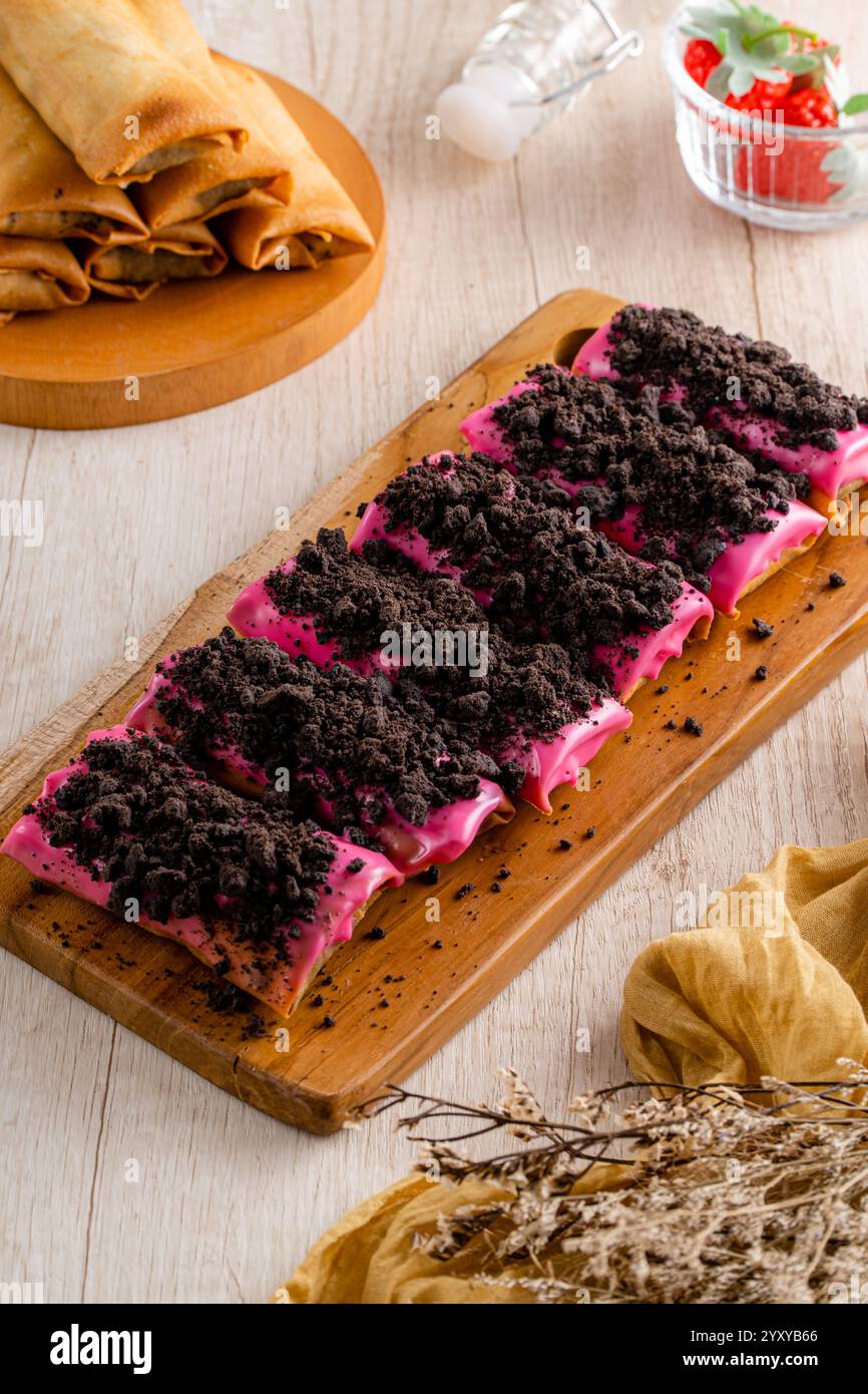 Piscok or banana chocolate is traditional snacks from Indonesia. made ...