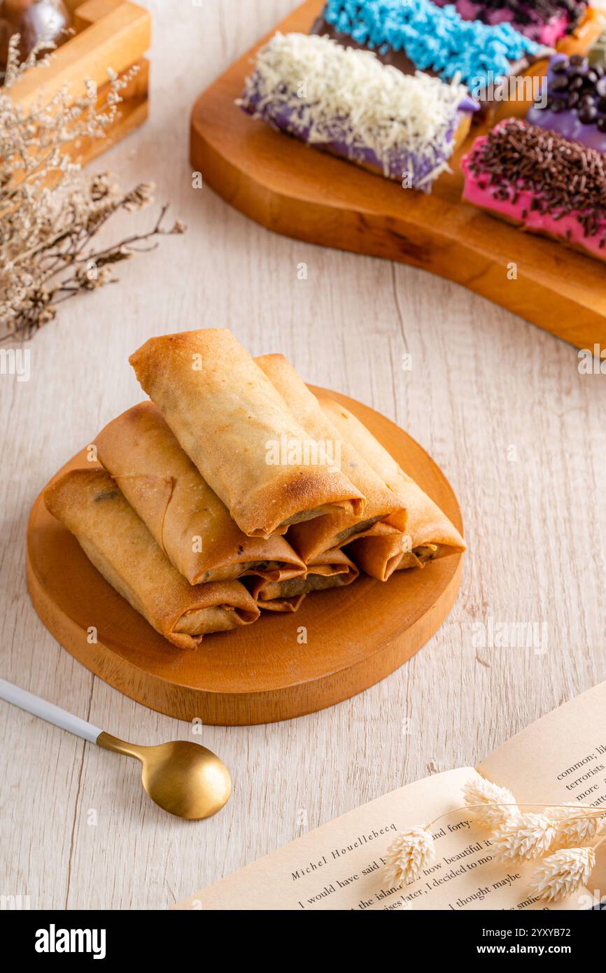 Piscok or banana chocolate is traditional snacks from Indonesia. made ...