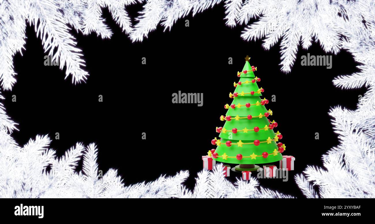 Image of christmas tree spinning with presents and white fir tree ...