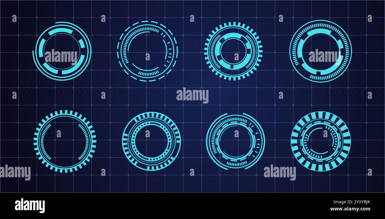 Hud aim pointer optical target, Futuristic focus range indicators ...