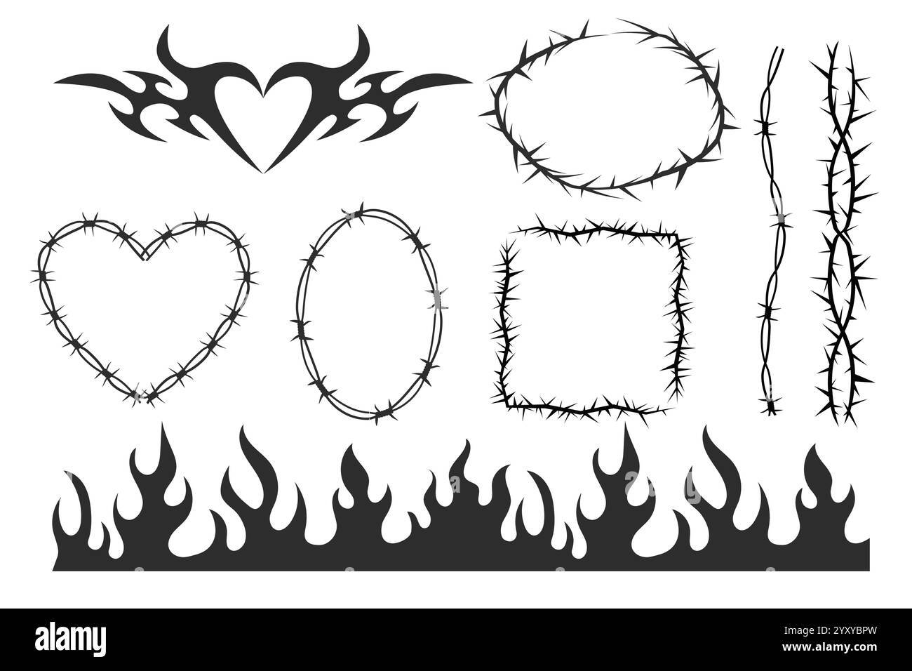 Neo tribal pink emo heart, wings and flame y2k aesthetic tattoo gothic ...