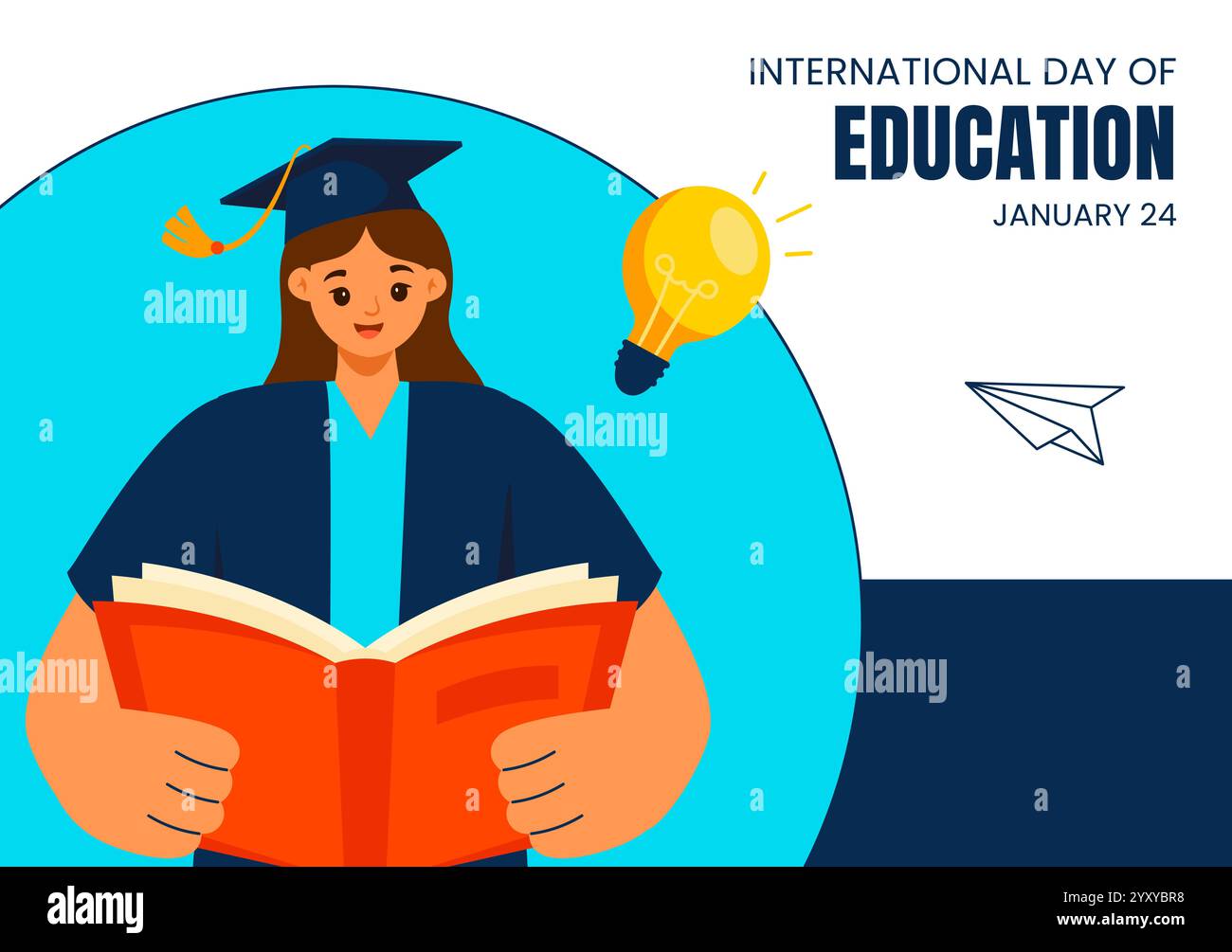 International Education Day Celebration Illustration with Flat Social ...