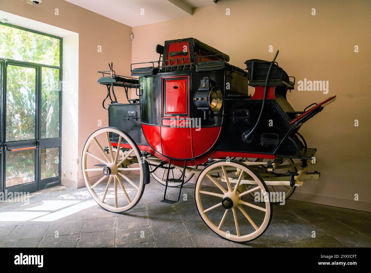 Old coach inside Museum of Villa Pignatelli in Naples, Italy Stock ...