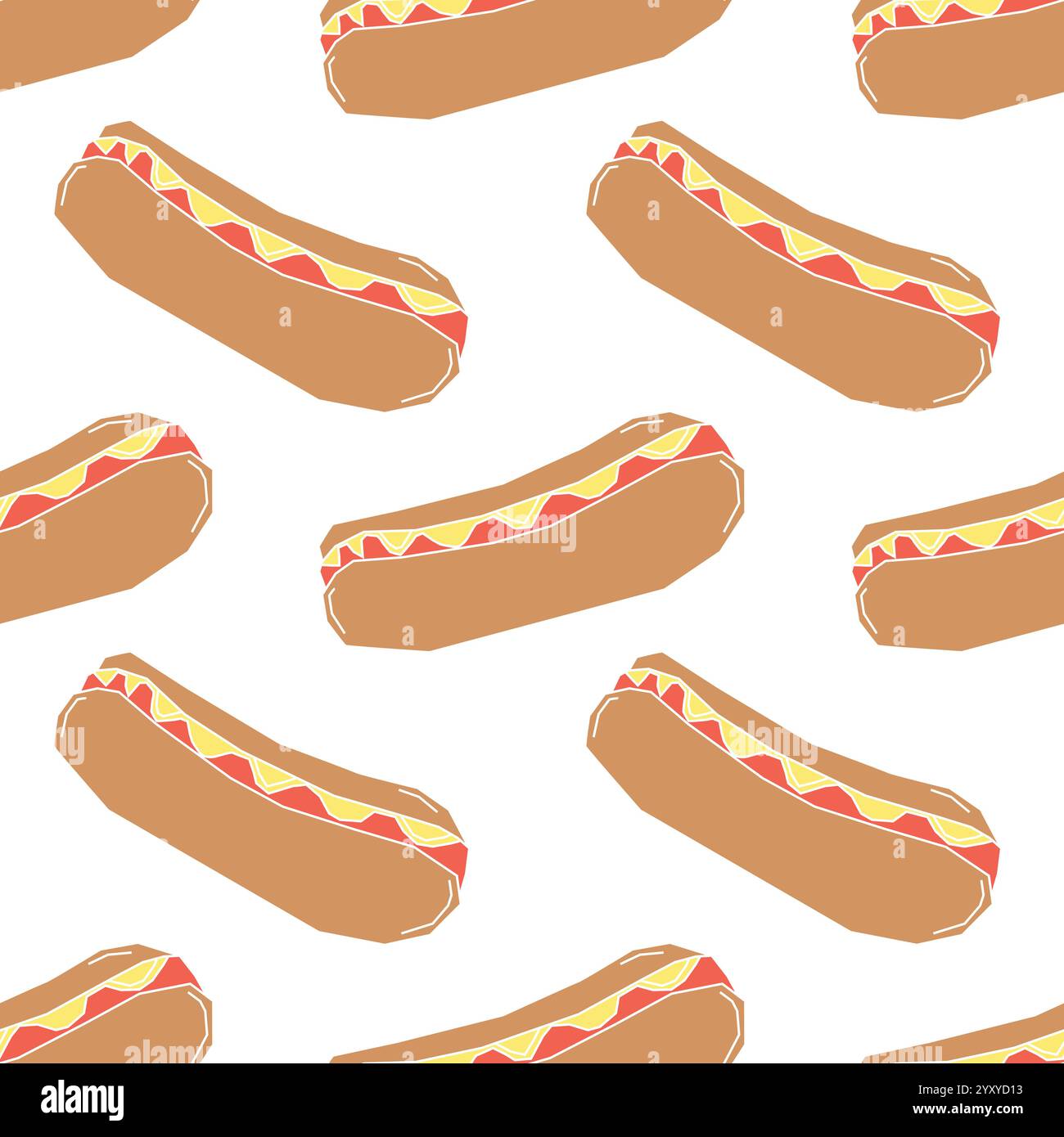 Seamless hot dog pattern. fast food background. Drawn food pattern ...
